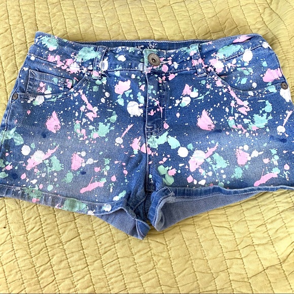 Justice | Bottoms | Justice Girls Shorts Blue Denim Painted Sz 12 ...